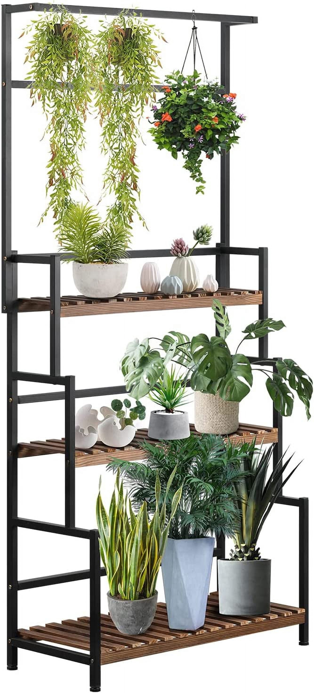 3 Tier Indoor Plant Stand, Tall Plant Stand Outdoor Ladder Wood Plant ...