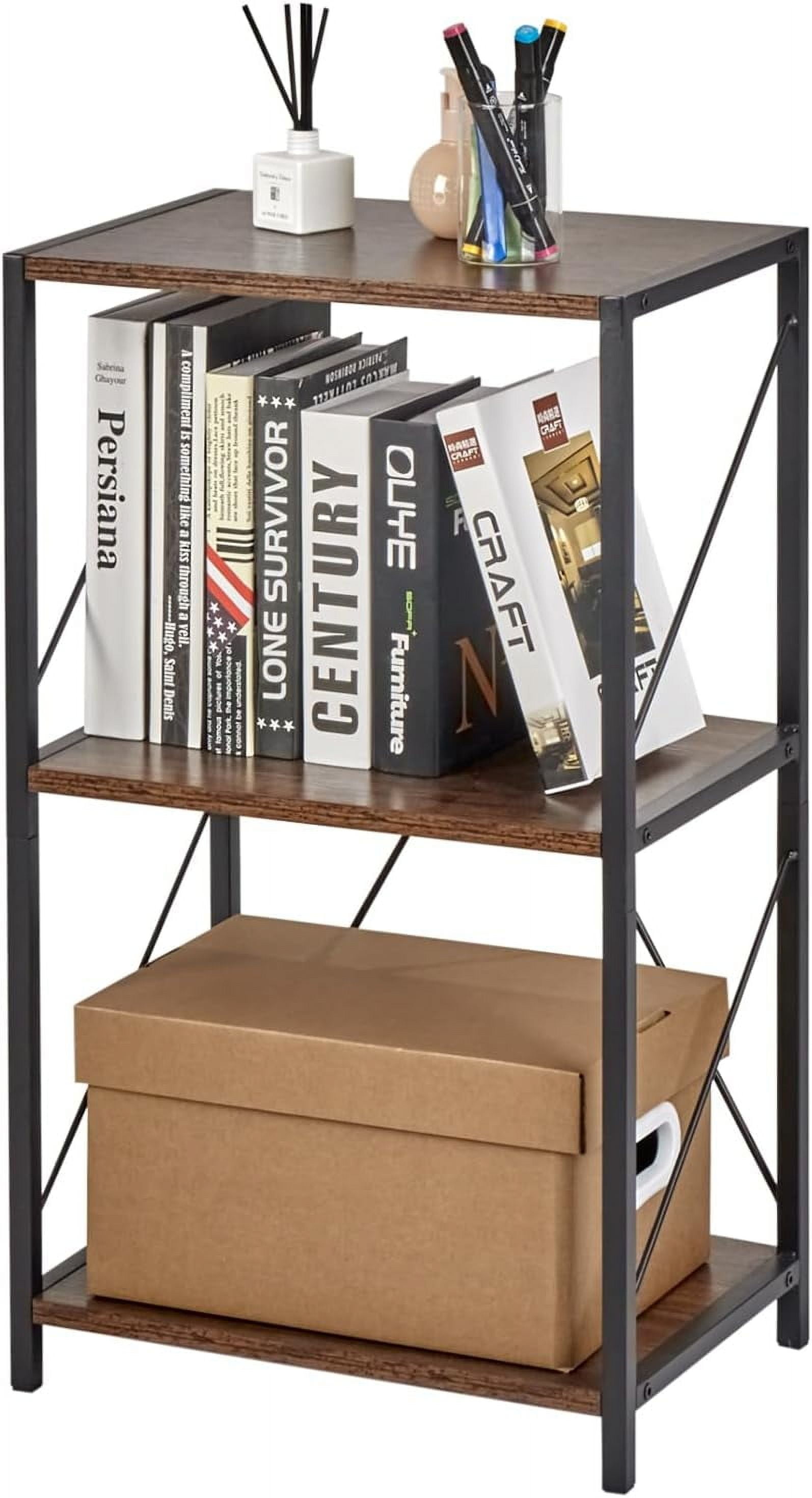 vhibuon 3 Tier Industrial Bookshelf Sofa Side Table for Living Room ...