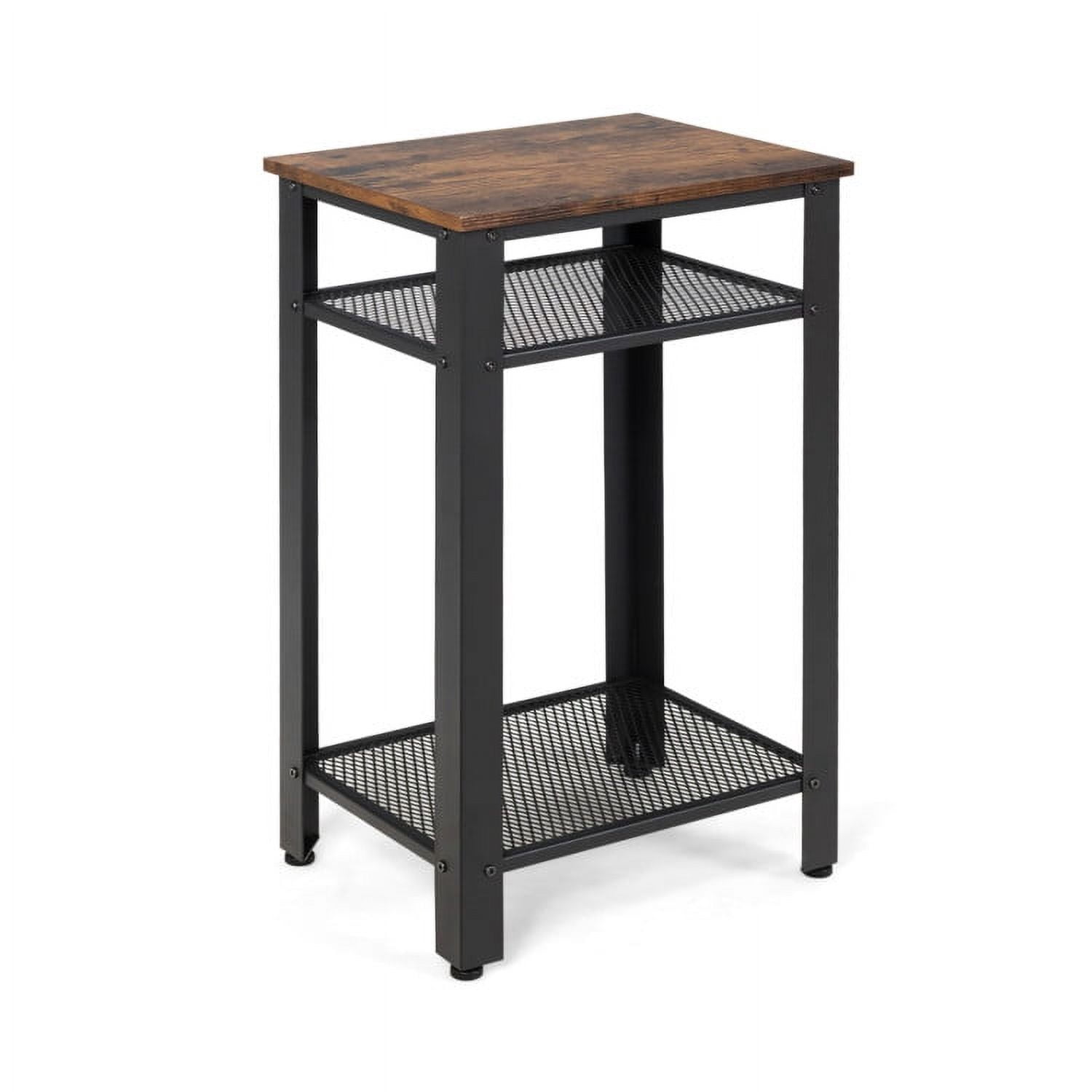 3-Tier Industrial End Table with Metal Mesh Storage Shelves - Walmart.com