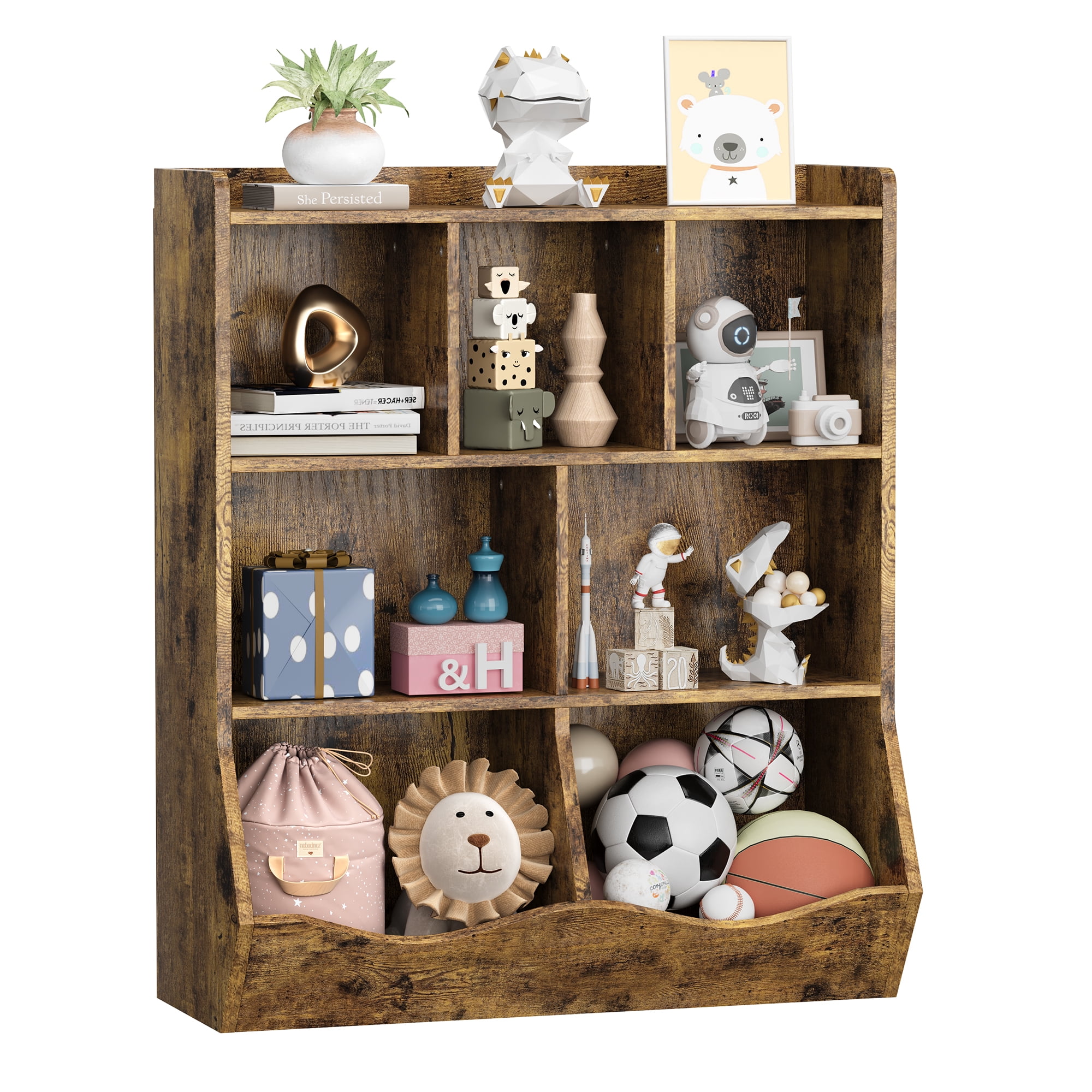 3-Tier Kids Bookshelf,Cubby Cabinet and Toy Storage for Boys and Girls ...