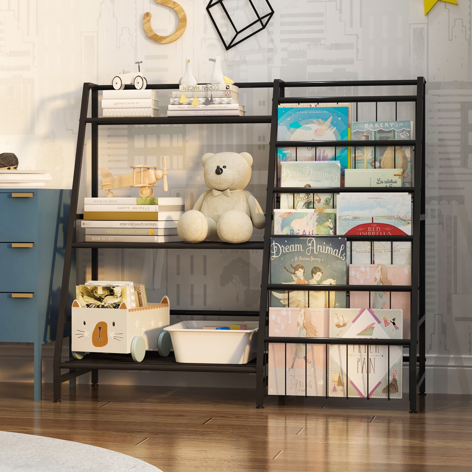 3-Tier Kids Bookshelf & Toy Organizer, Montessori Bookcase & Toy Rack ...