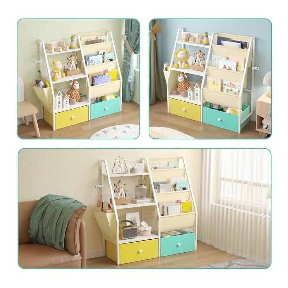 3 Tier Kids Bookshelf and Toy Storage, Kids Book Sling Shelf ...
