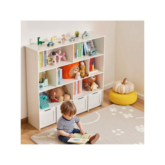 3-Tier Kids Bookshelf, Toy Storage Organizer For Toddler, Book Shelf ...