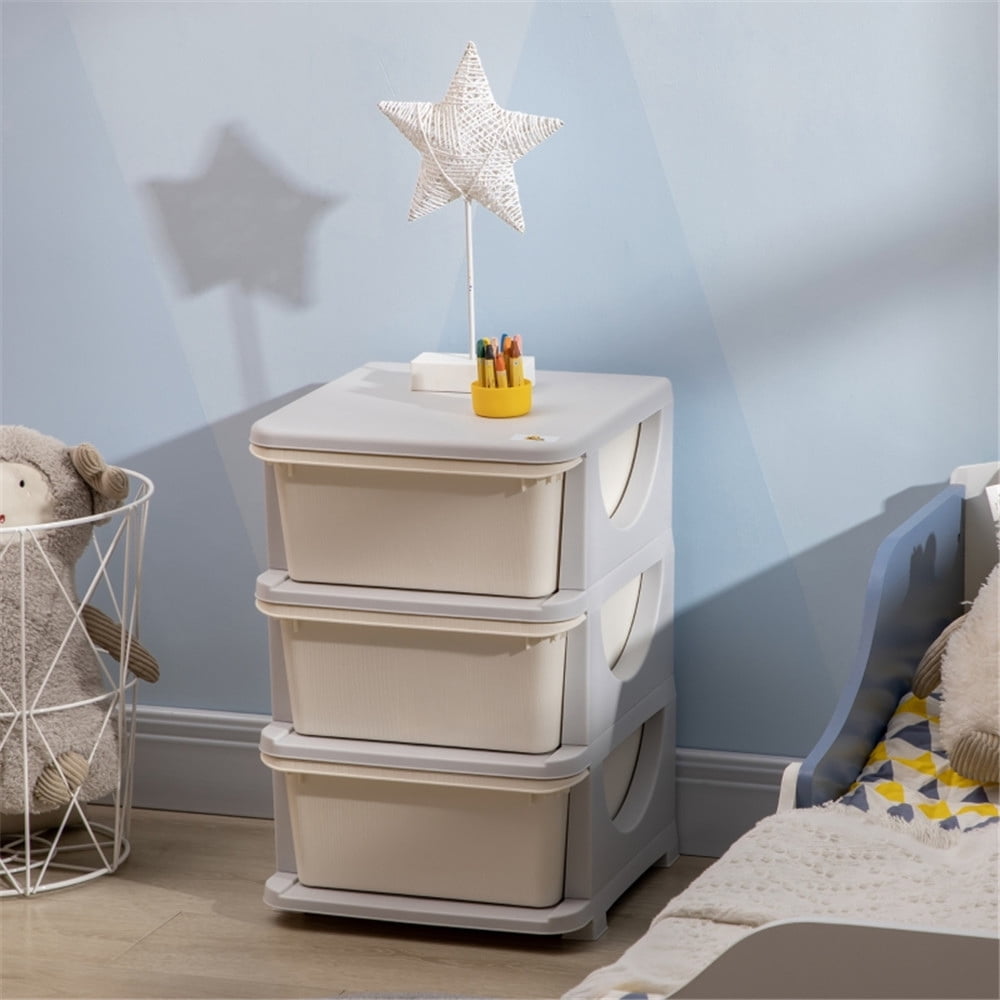 3 Tier Kids Storage Unit, Drawers Chest Toy Organizer for Bedroom ...