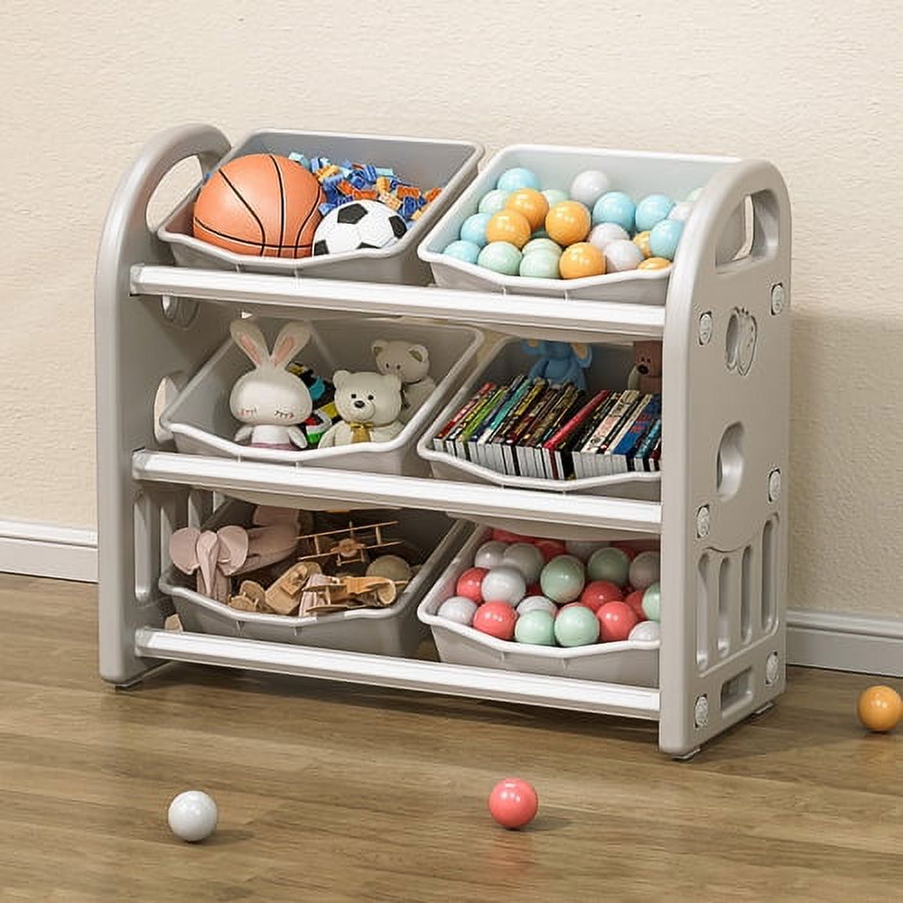 3 Tier Kids Toy Storage Cabinet , Toy Storage Organizer with HDPE Shelf ...