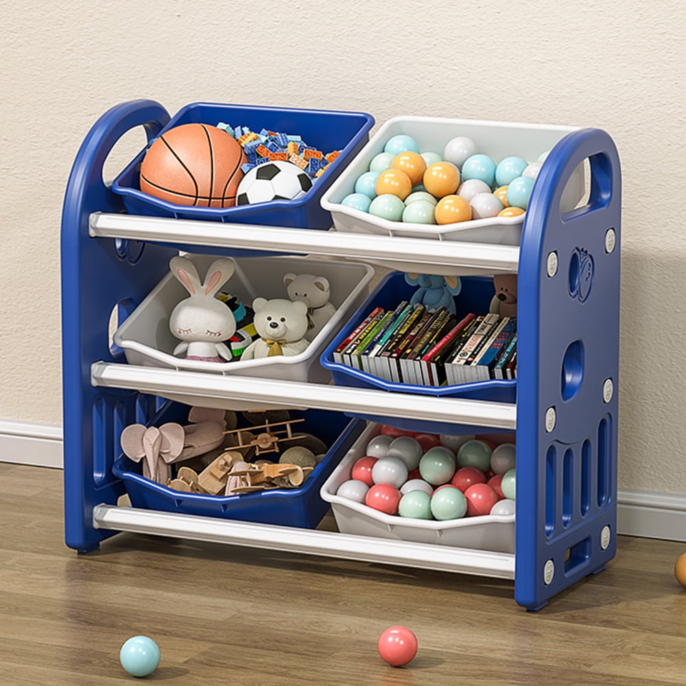 3 Tier Kids Toy Storage Cabinet , Toy Storage Organizer with HDPE Shelf ...