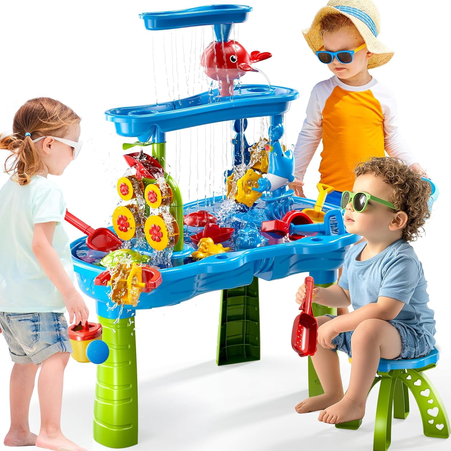 3-Tier Kids Water Table for Toddlers Kids Ages 3-5 4-8, Summer Outdoor ...