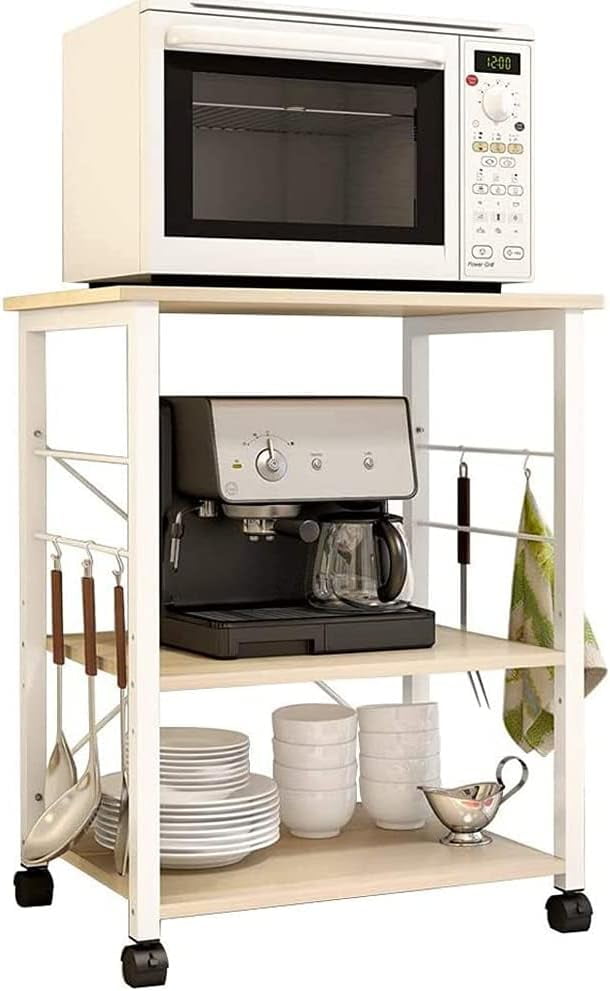 3-Tier Kitchen Baker's Rack Utility Cart Microwave Stand, Standing ...