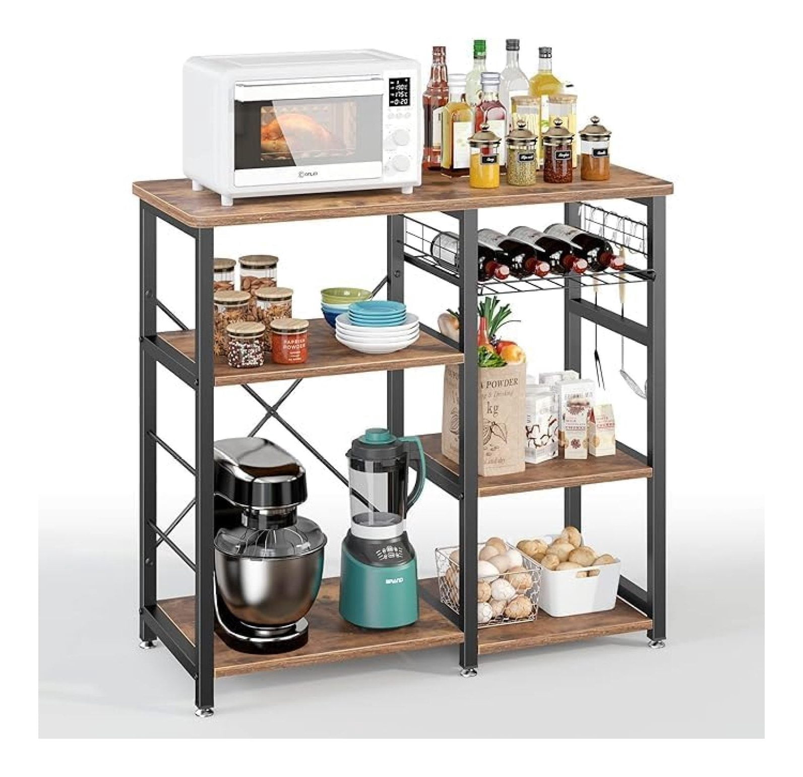 3-Tier Kitchen Baker's Rack Utility Shelf Microwave Stand with Storage ...