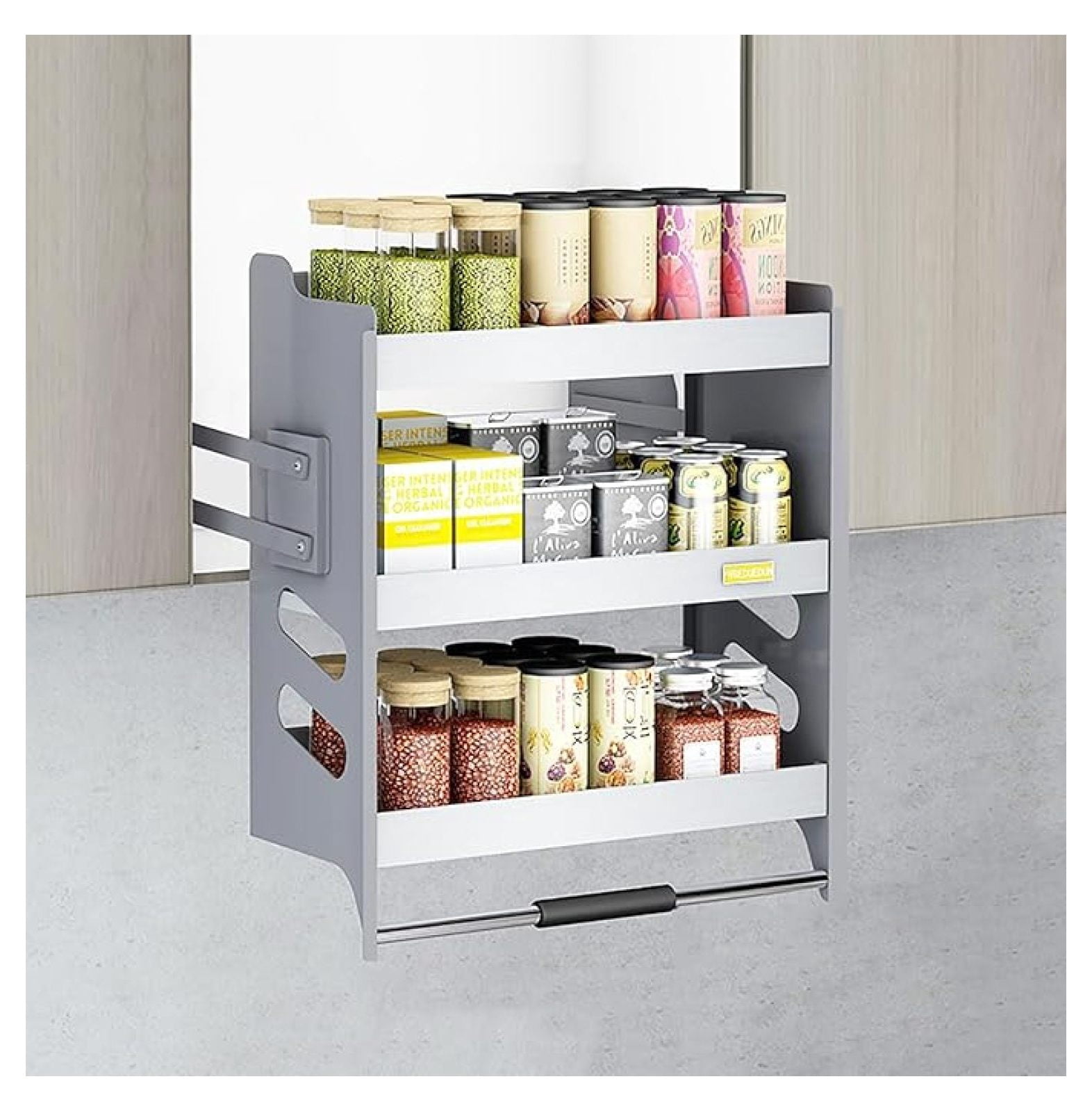 3-Tier Kitchen Cabinet Pull Down Shelf, Heavy-Duty Shelf Lifting Basket ...