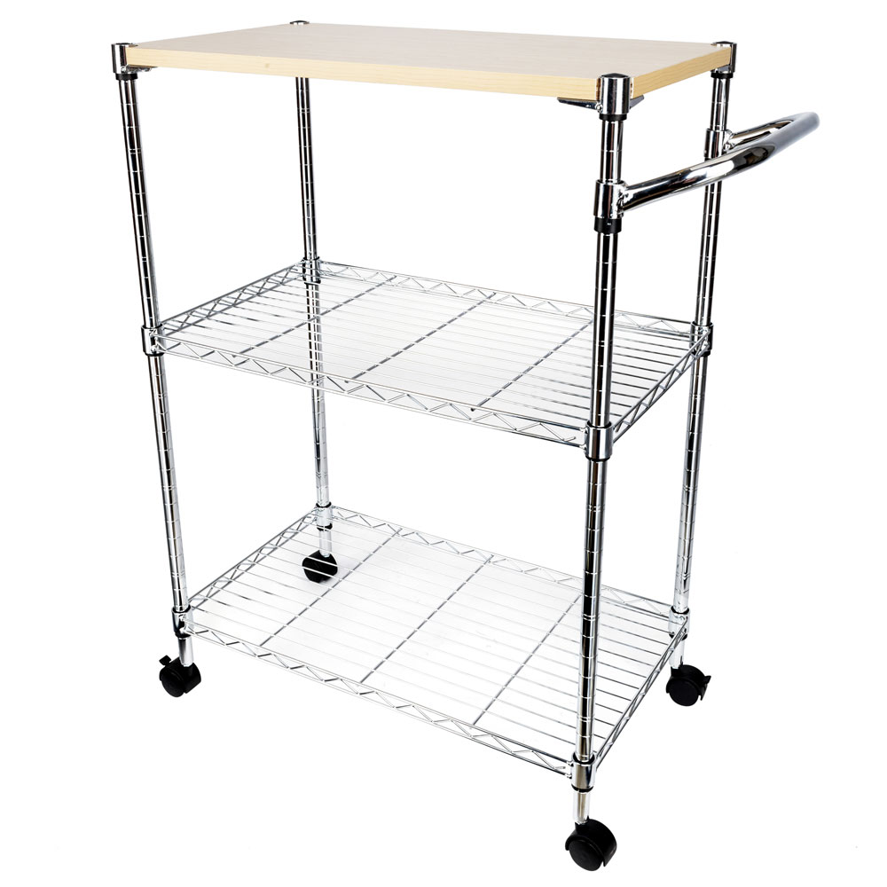 3 Tier Kitchen Cart with Wheels, SEGMART Metal Microwave Cart with ...