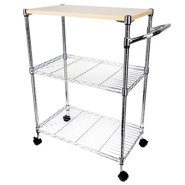 Zimtown 3-Tier Multifunctional Kitchen Wire Rolling Utility Cart with ...