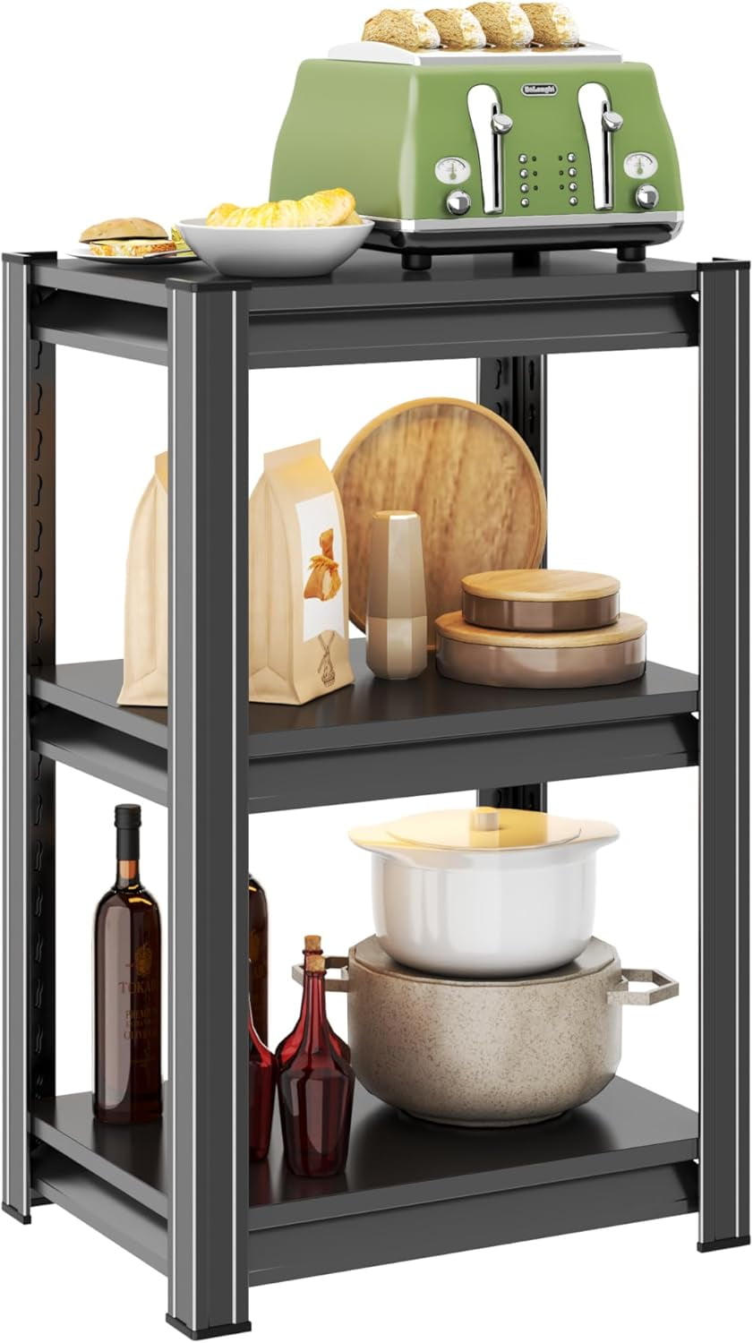 3-Tier Kitchen Island, Shelf Organizer with Large Worktop, Island Table ...