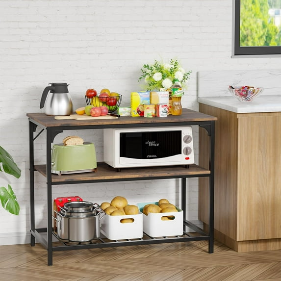 3-Tier Kitchen Island with Shelves, Modern Style, Sturdy Kitchen Island ...