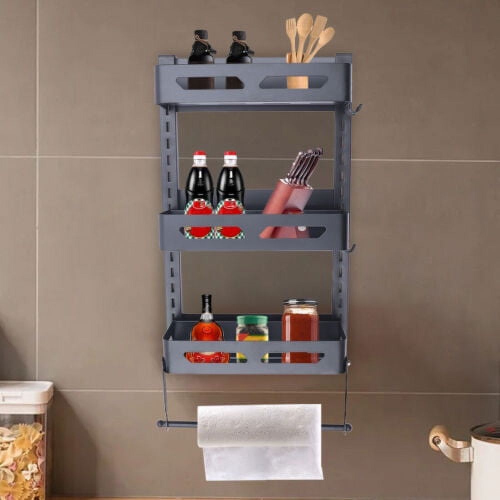 3-Tier Kitchen Refrigerator Side Spice Rack Hanging Shelf Storage ...