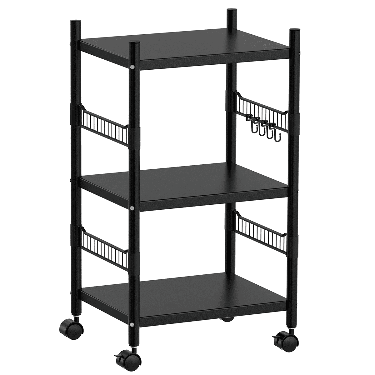3-Tier Kitchen Rolling Cart, Utility Shelf Microwave Stand Storage Cart ...