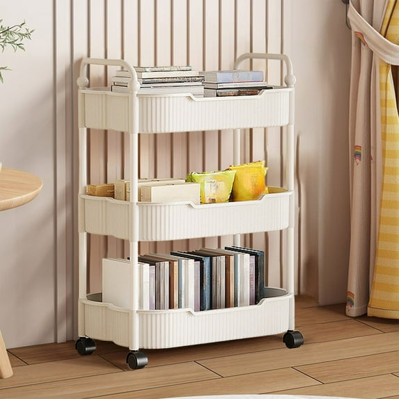 3-Tier Kitchen Storage Cart with Ventilated Shelves, Multi-Purpose ...