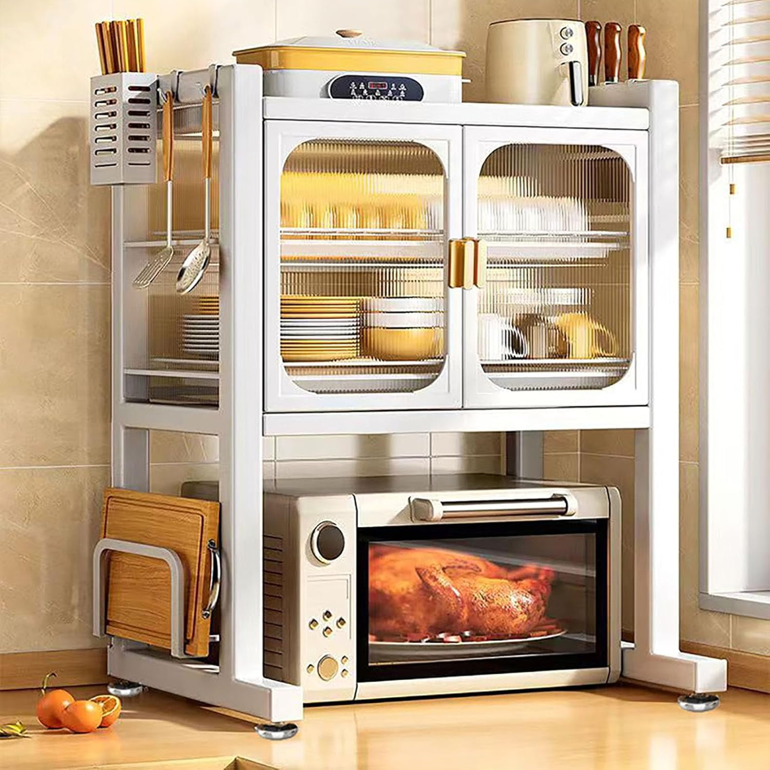 3-Tier Kitchen Storage Rack - Vertical Microwave Oven Stand & Bakers ...