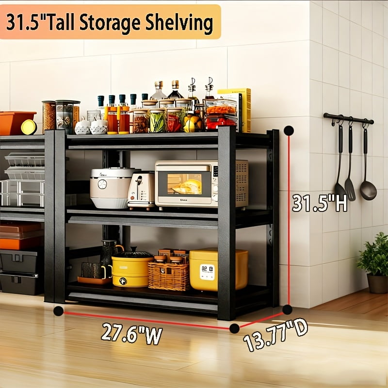 3 Tier Kitchen Storage Shelf, Standing Baker'S Racks, Microwave Oven ...