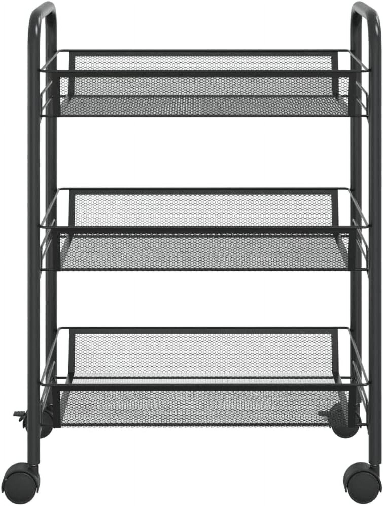 3-Tier Kitchen Trolley Black 18.1"x10.2"x25.2" Iron,Ultimate Storage ...