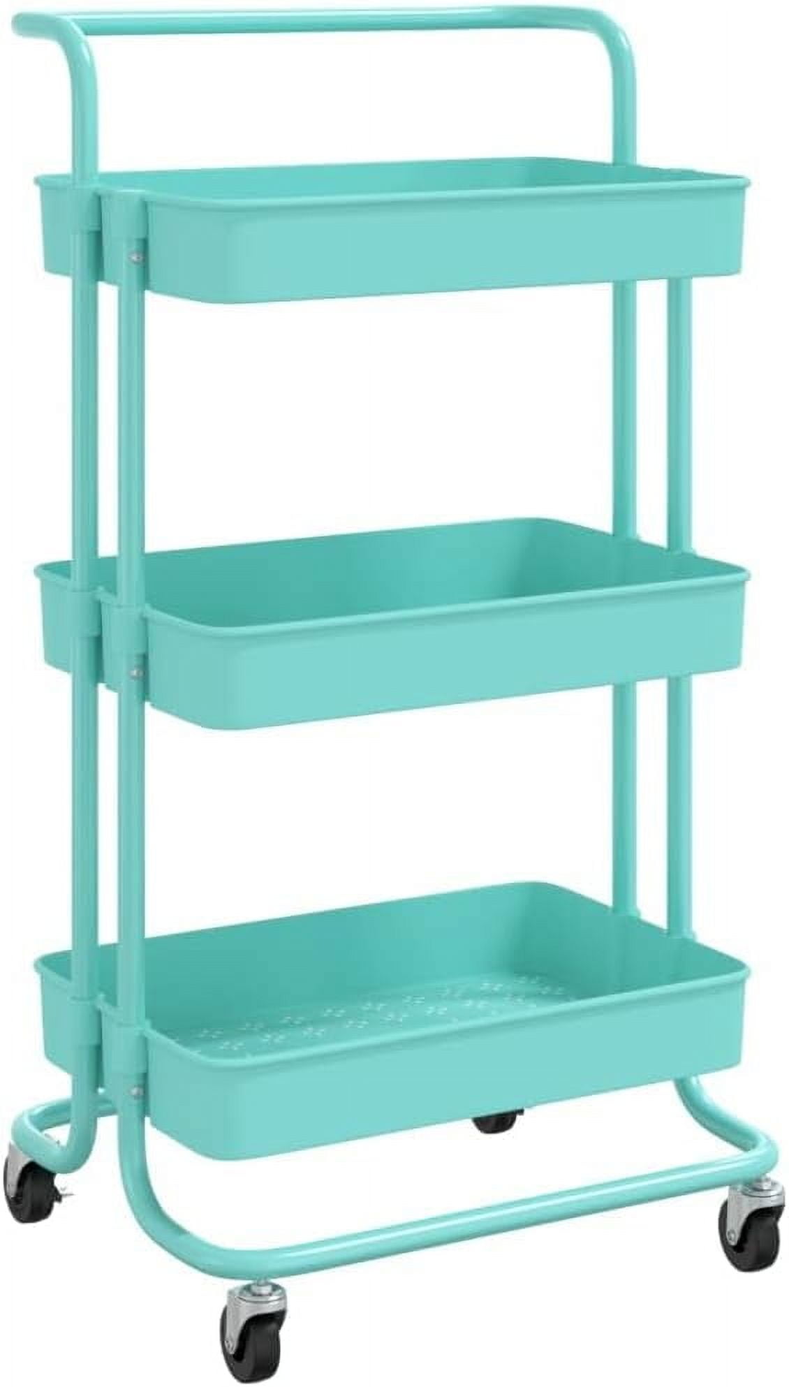 3-Tier Kitchen Trolley Turquoise 16.5"x13.8"x33.5" Iron and ABS ...