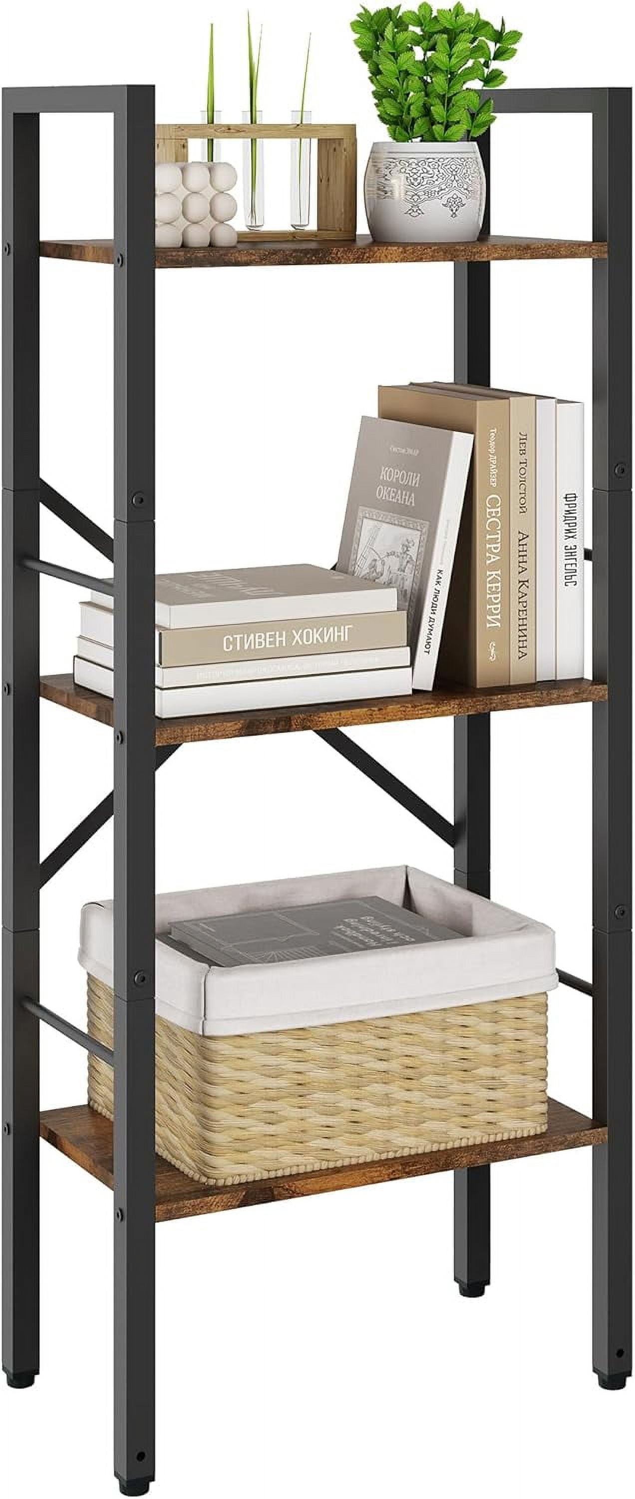 3 Tier Ladder Shelf Industrial Small Bookcase, Narrow Small Bookshelf ...