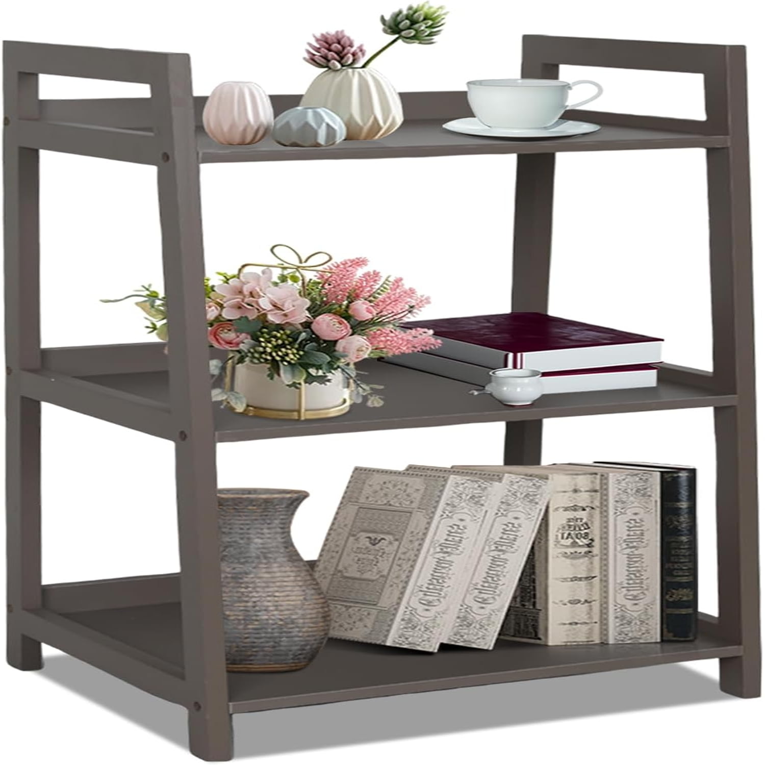 3-Tier Ladder Shelf Modern Style Shelf Ladder Bookshelf Open Storage ...
