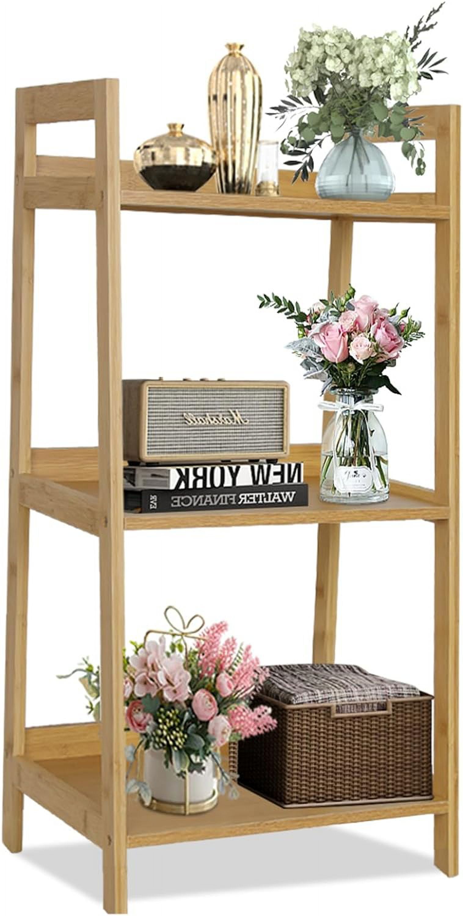 3-Tier Ladder Shelf Modern Style Shelf, Ladder Bookshelf Open Storage ...