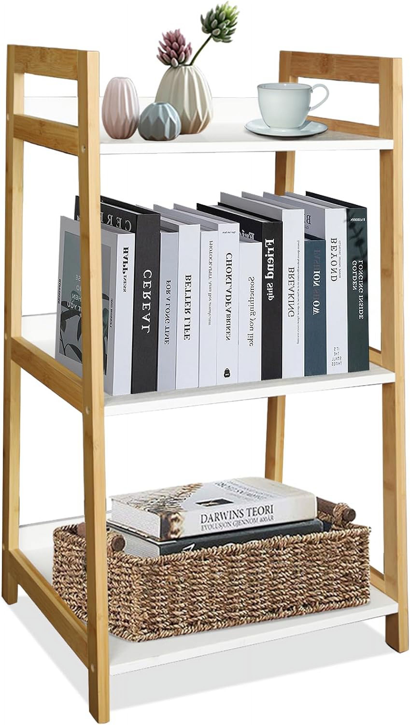 3-Tier Ladder Shelf Modern Style Shelf, Ladder Bookshelf Open Storage ...