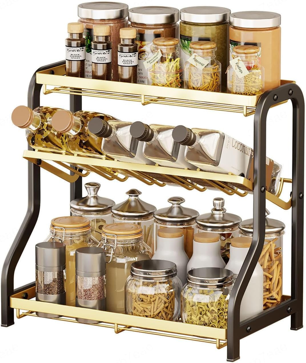 3 Tier Large Capacity Spice Rack Organizer,Spices Organizers and ...