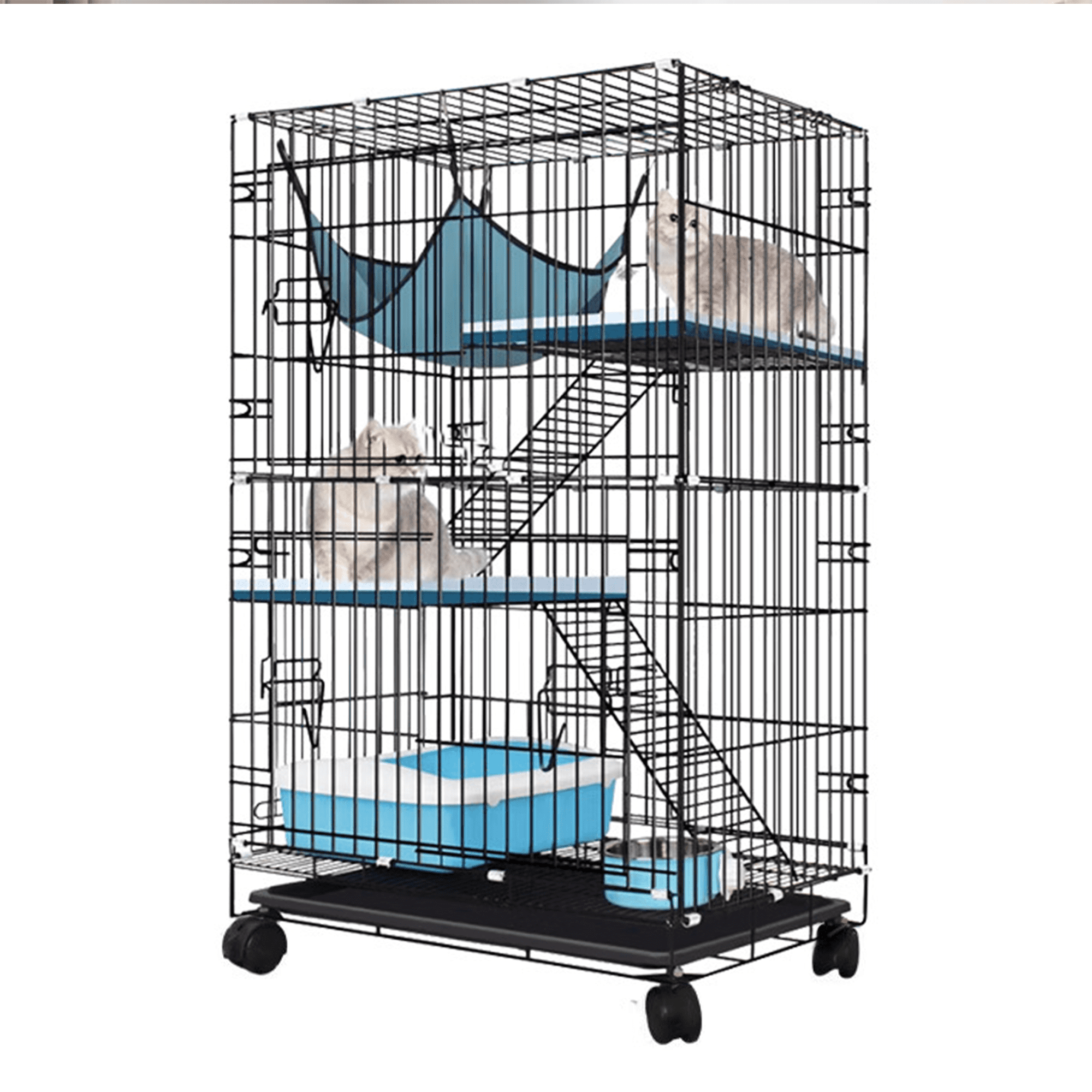 3-Tier Large Cat Cage, with Extra Large Hammock, 3 Doors, for 1-2 Cats ...