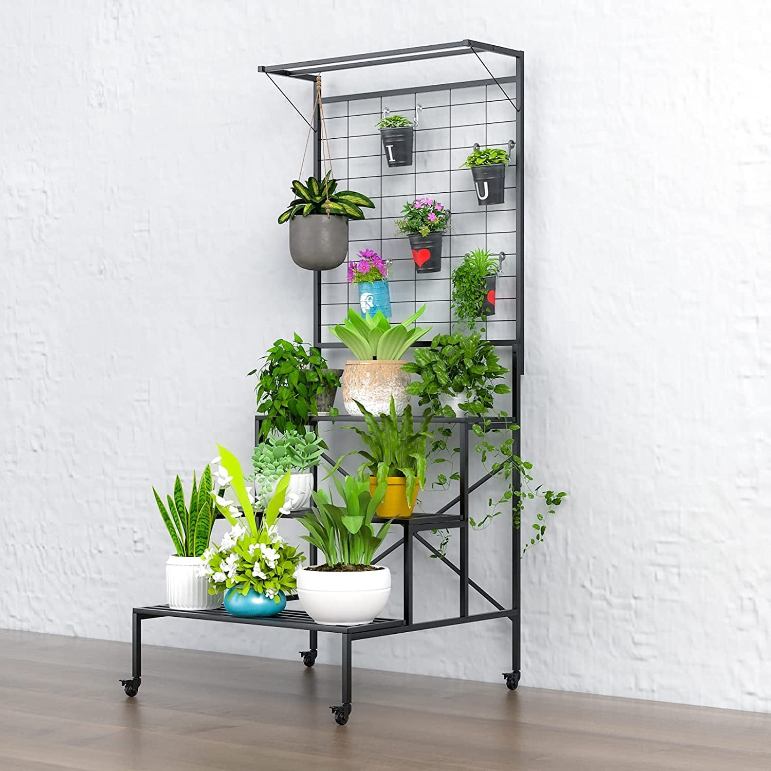 3 Tier Large Heavy Duty Plant Stand with wheels, Tall multi layer Plant ...