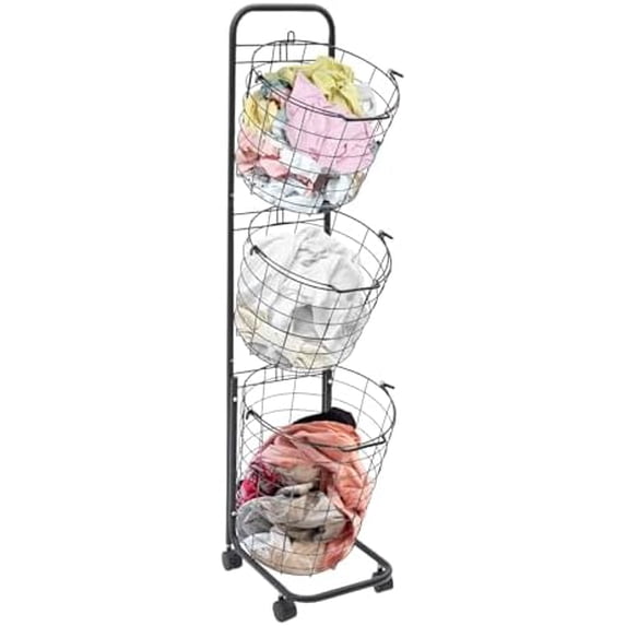 3 Tier Large Laundry Hamper With 4 Wheels Tilting Laundry Hamper With ...