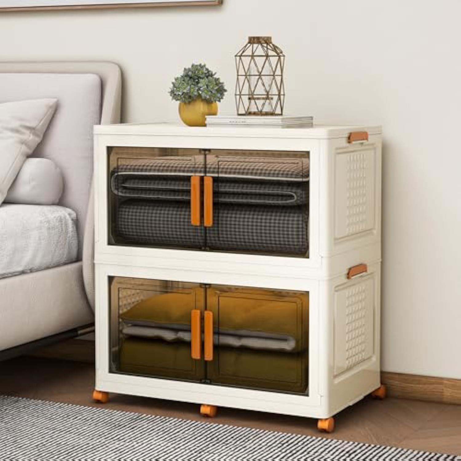 3 Tier Large Stackable Plastic Storage Bins with 1 Lid 95 QT/Tier ...