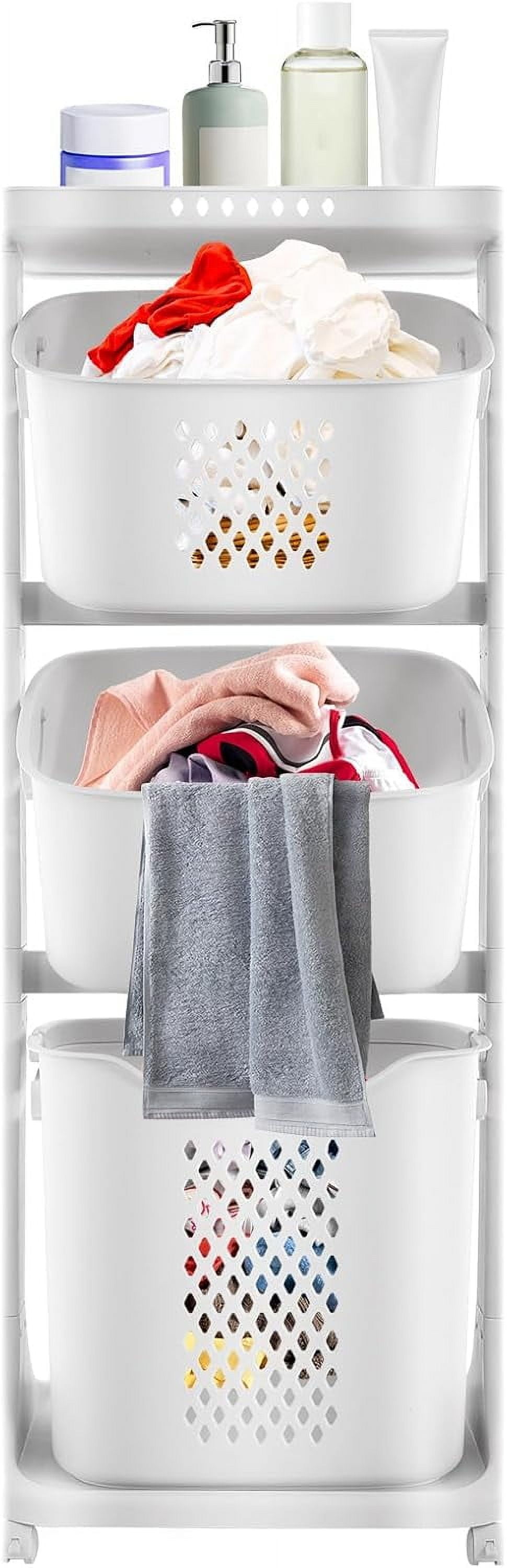 3 Tier Laundry Basket Organizer,Bathroom Multi-Layer Clothes Storage ...