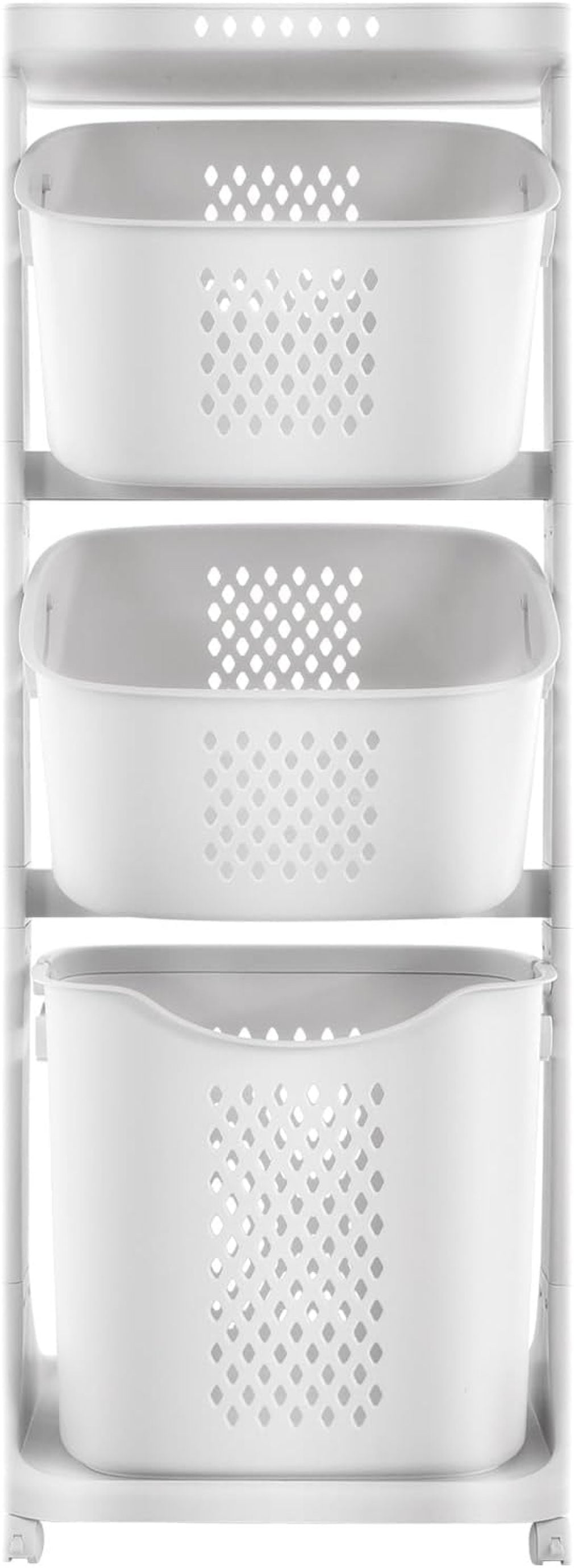 3 Tier Laundry Hamper Basket Sorter Portable Rolling Cart Clothes ...