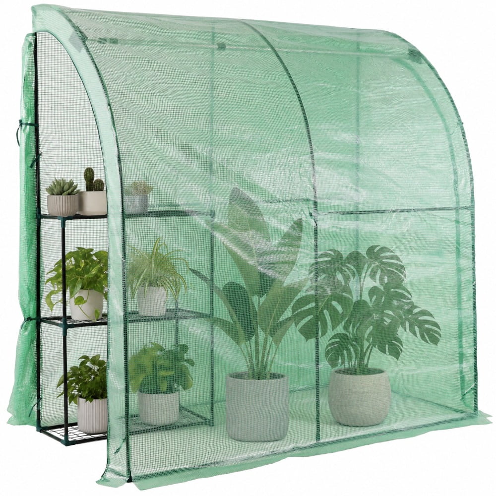 3 Tier Lean-To Portable Greenhouse Walk-In Heavy Duty Garden Greenhouse ...