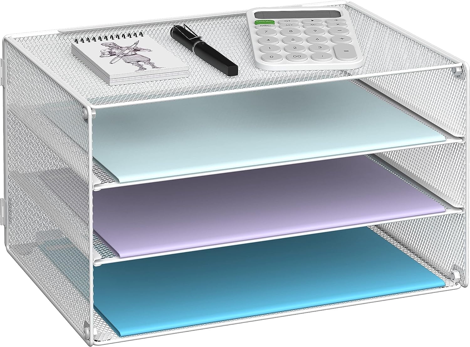 INTIGE 3 Tier Letter Tray Paper Organizer Mesh Metal Desk File ...