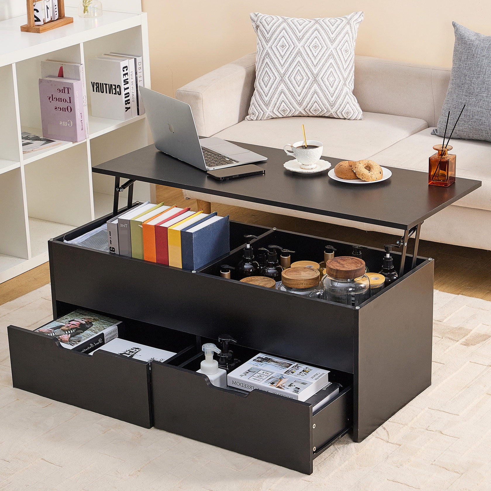 3-Tier Lift-Top Table with Storage for Magazines / Relaxed Reading in ...