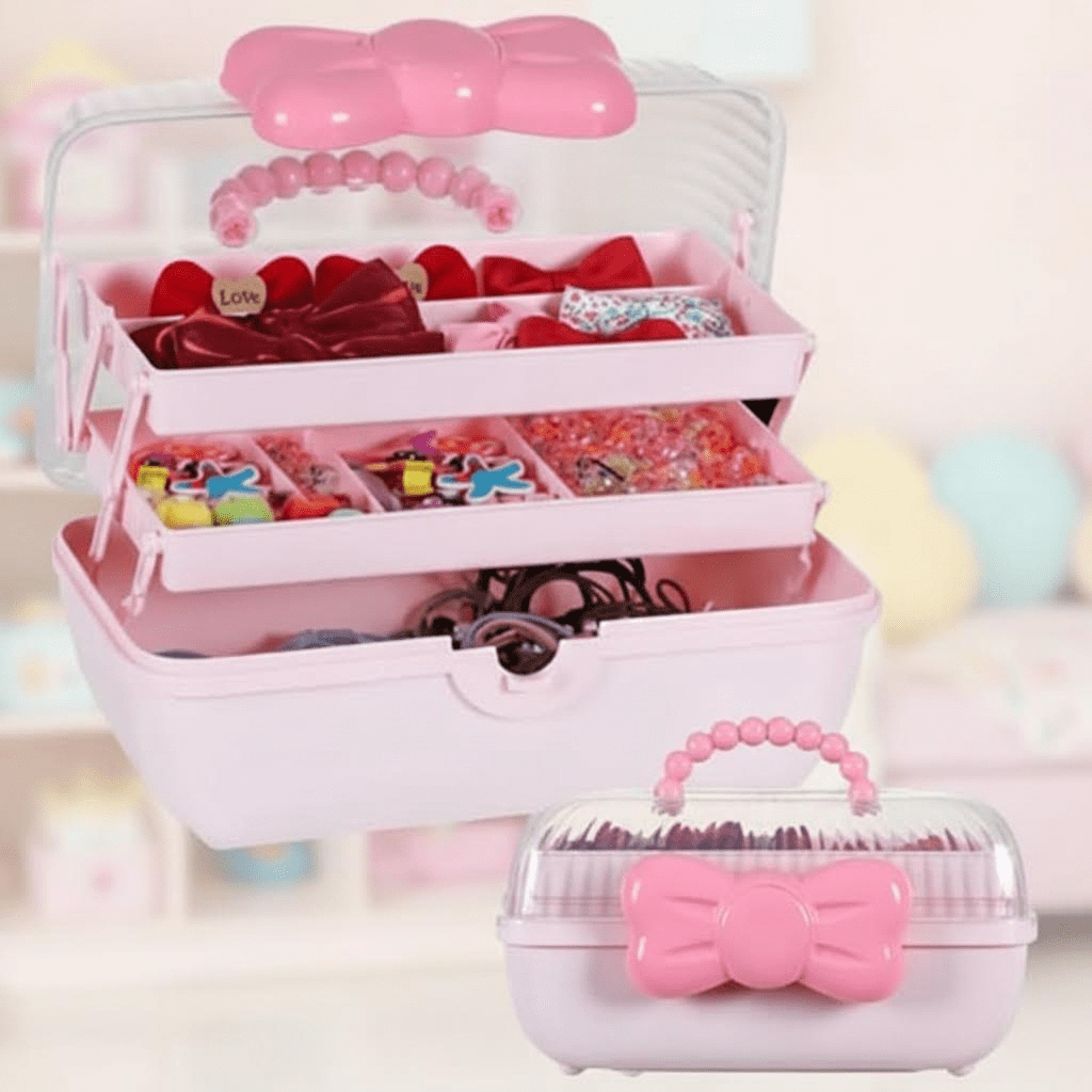 3-Tier Lockable Folding Storage Box for Girls' Hair Accessories ...