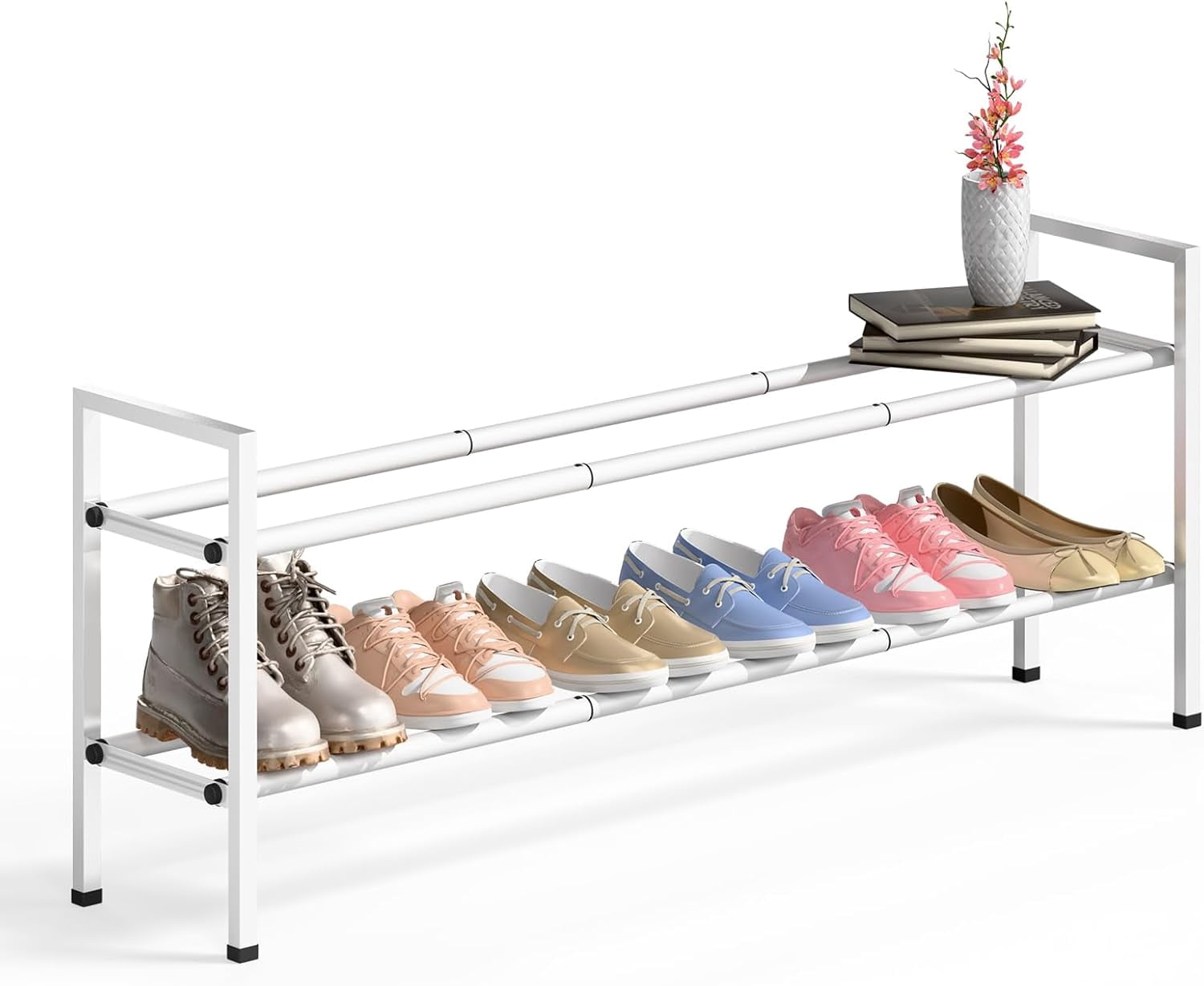 3-Tier Long Expandable Shoe Rack for Closet, 18"-44" Adjustable Shoe ...