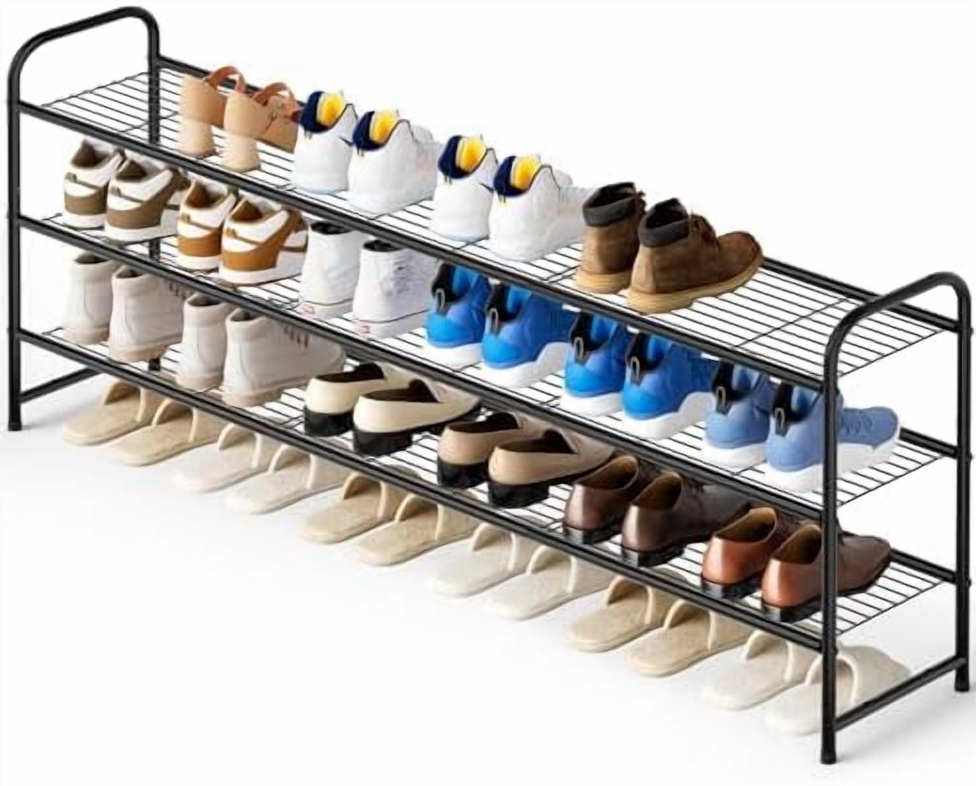 3-Tier Long Shoe Rack for Closet Metal Shoe Organizer for Entryway ...