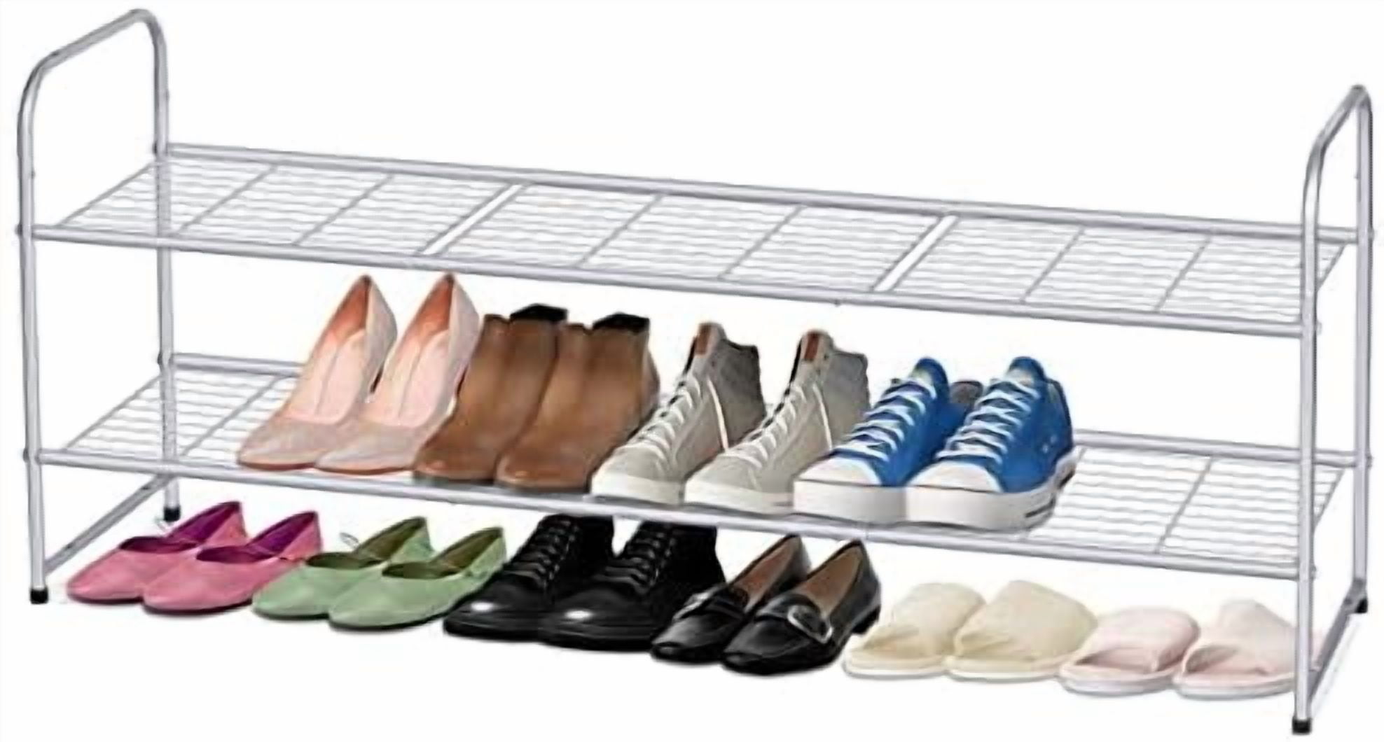 3-Tier Long Shoe Rack for Closet Metal Shoe Organizer for Entryway ...