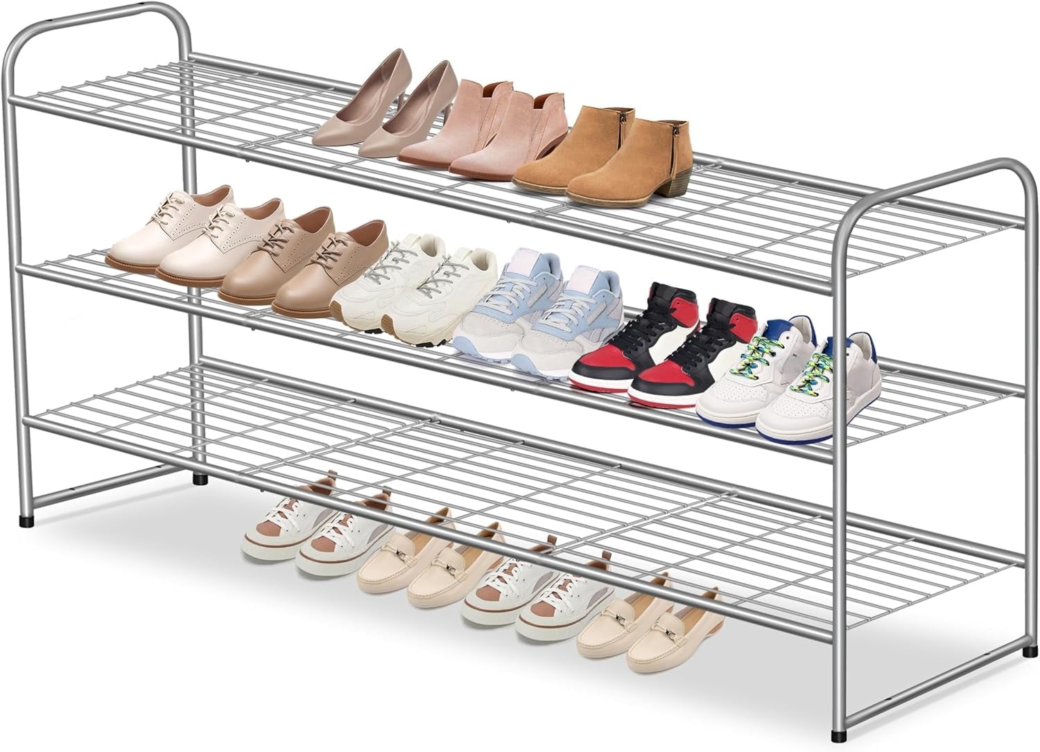 3-Tier Long Shoe Rack for Closet Metal Wide Shoe Storage Organizer for ...