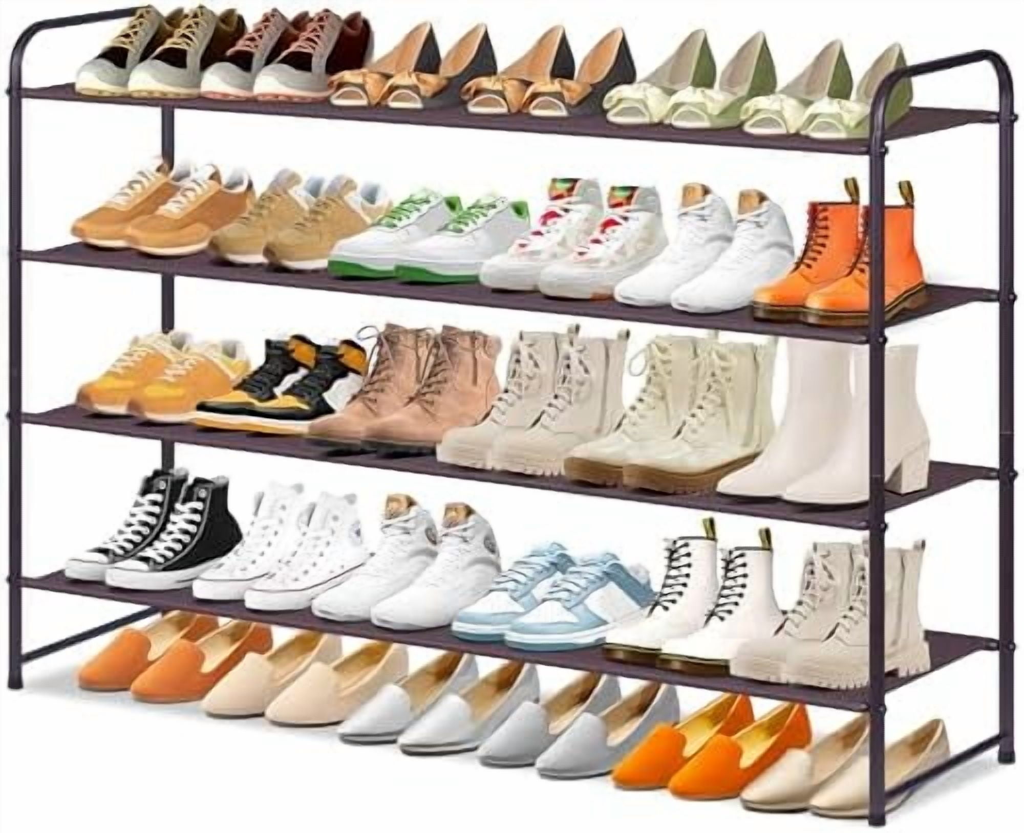 3-Tier Long Shoe Rack Organizer for Closet, Stackable Wide Shoe Shelf ...