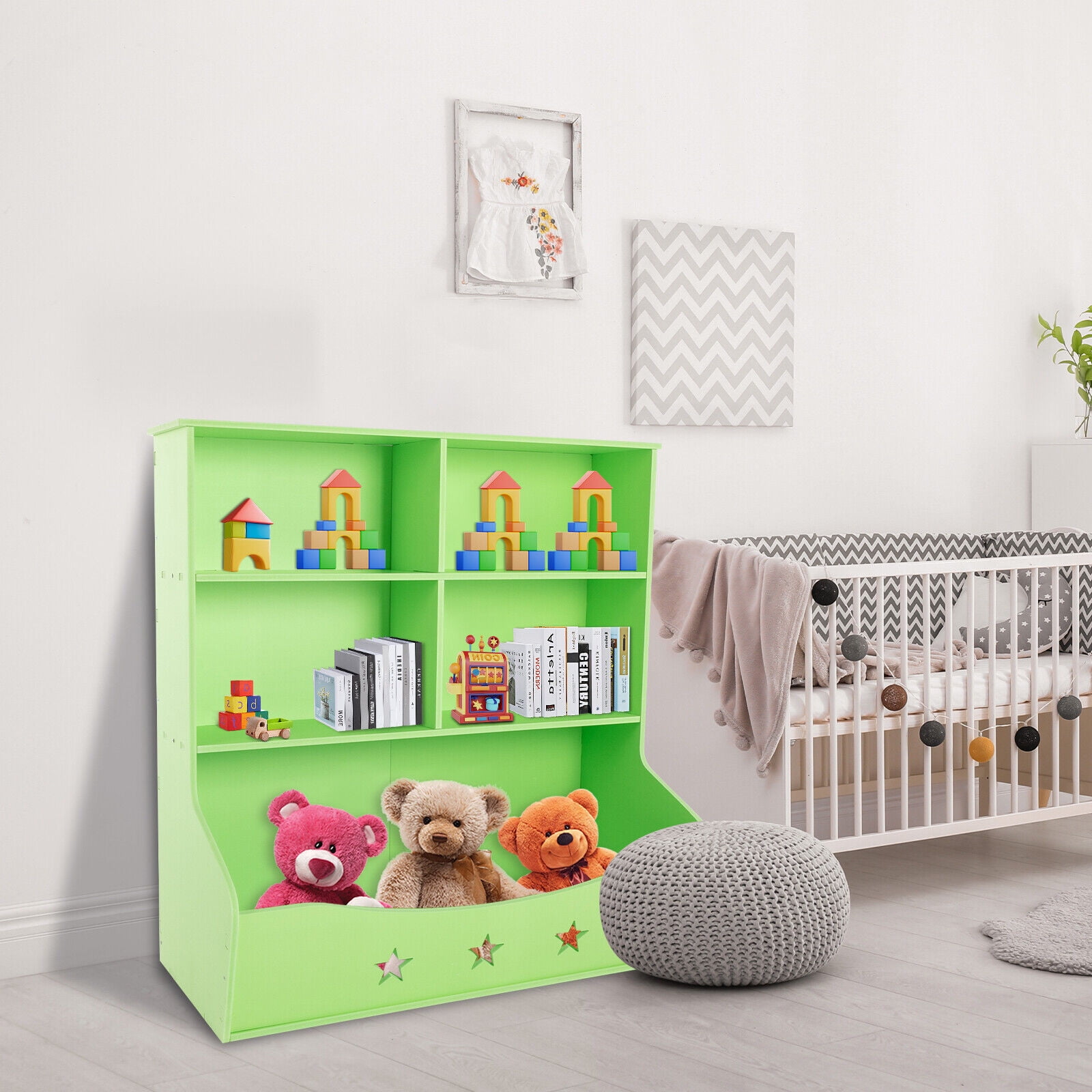 3 Tier Low Bookcase Display Shelving Storage Shelves PVC Board Unit ...