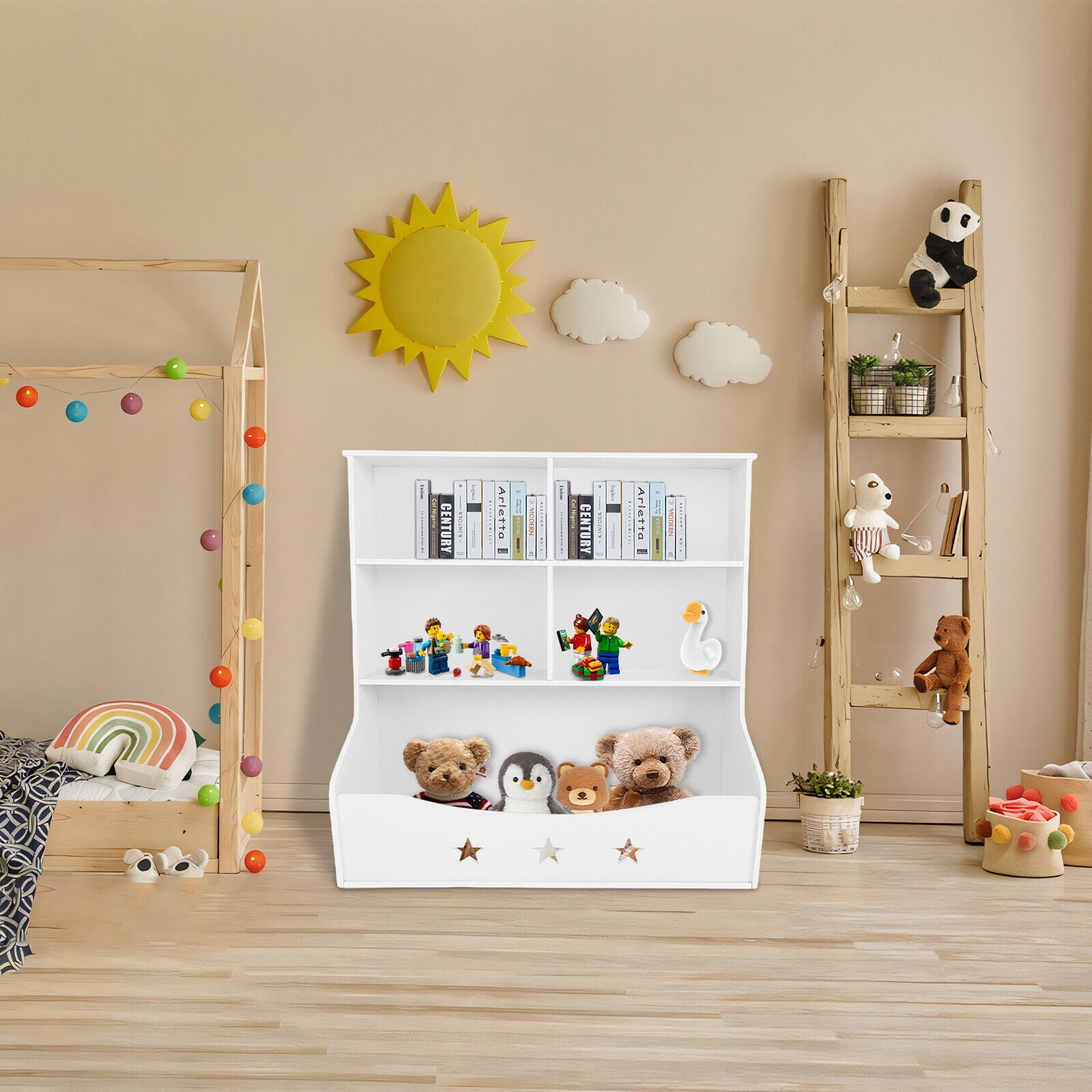 3 Tier Low Bookcase Display Shelving Storage Shelves PVC Board Unit ...