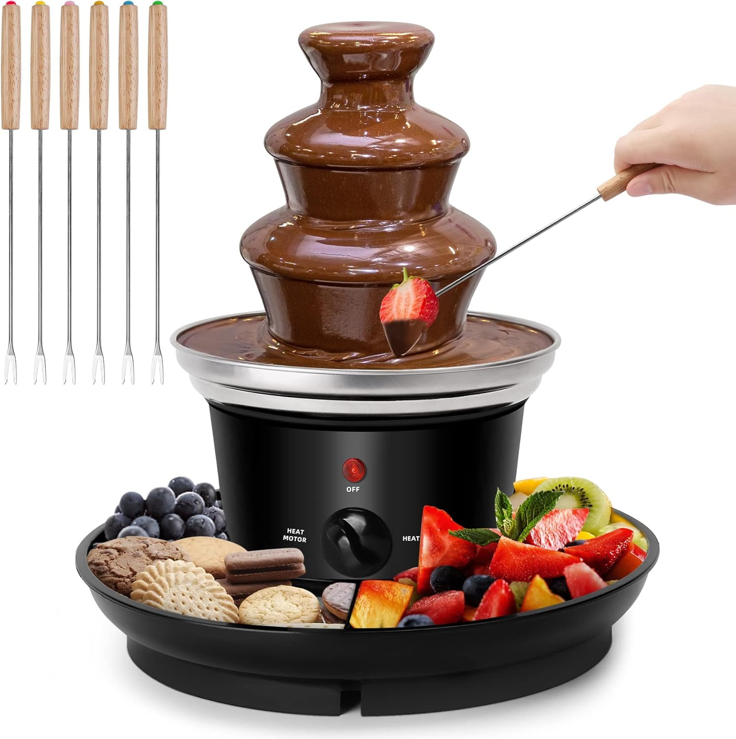 3-Tier MINI Chocolate Fountain, 16oz Capacity with 6PCS Fondue Fork and ...