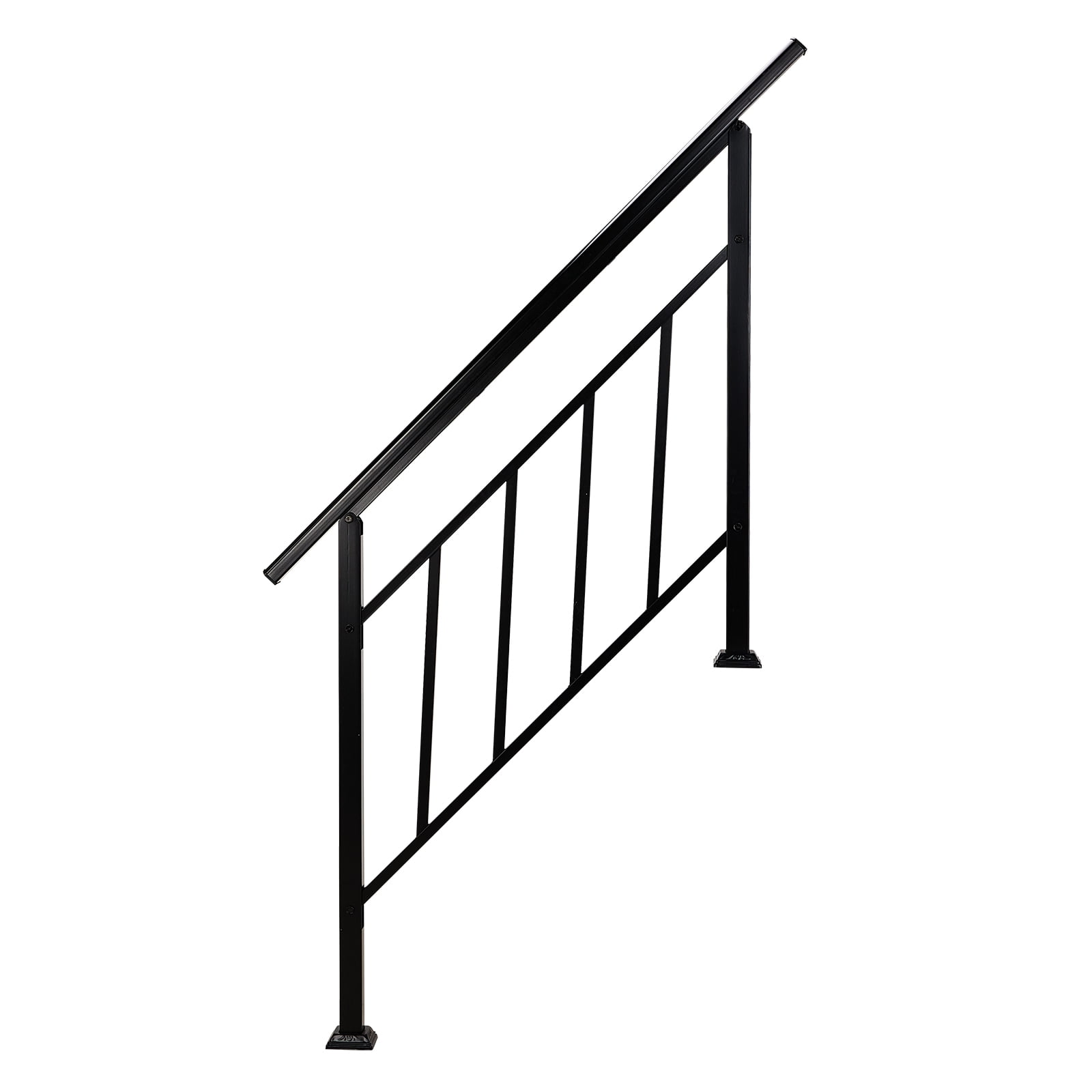 3-Tier Matte Black Steel Stair Handrail - Heavy Duty Outdoor Safety ...