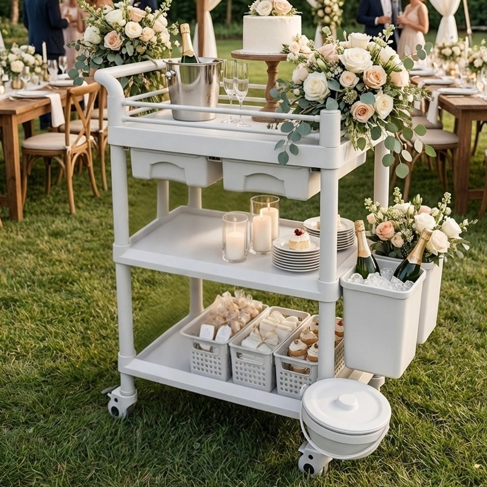 3 Tier Medical Utility Cart, 330 LBS Max Load Beauty Salon Trolley Cart ...